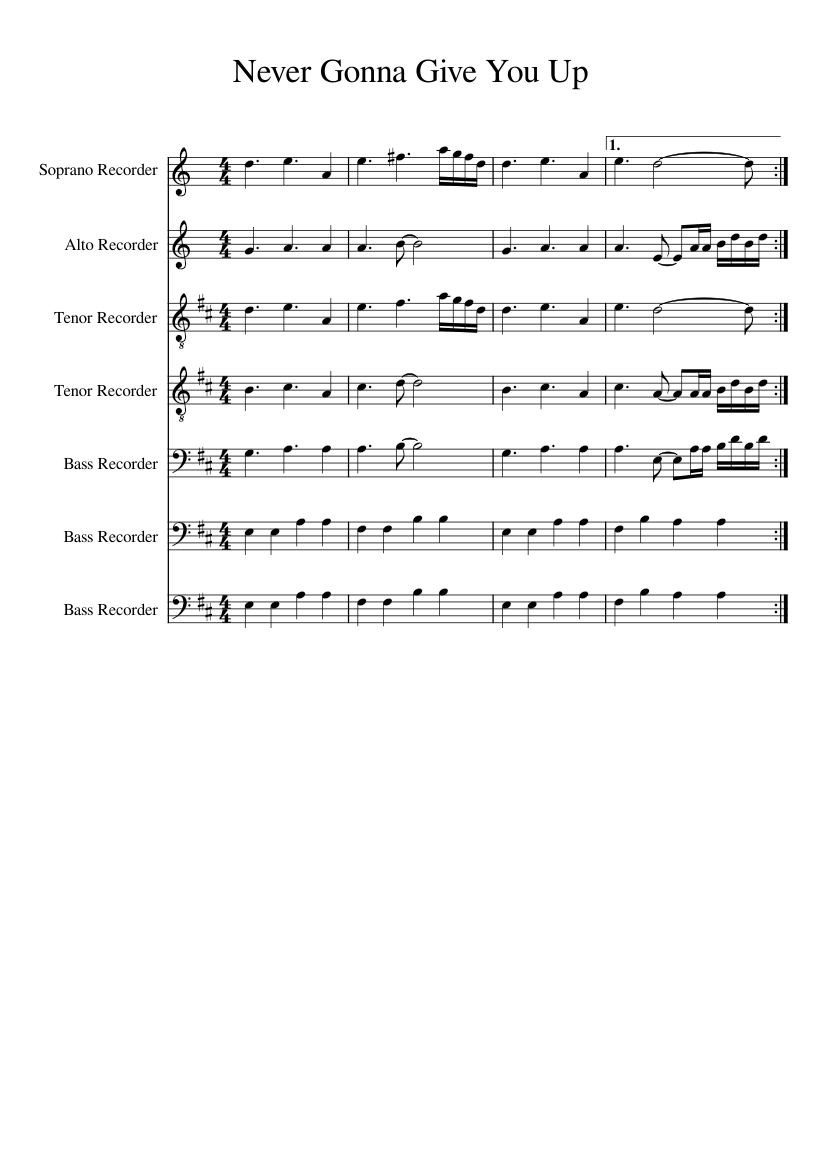 Never Gonna Give You Up – Rick Astley Never Gonna Give You Up Sheet ...