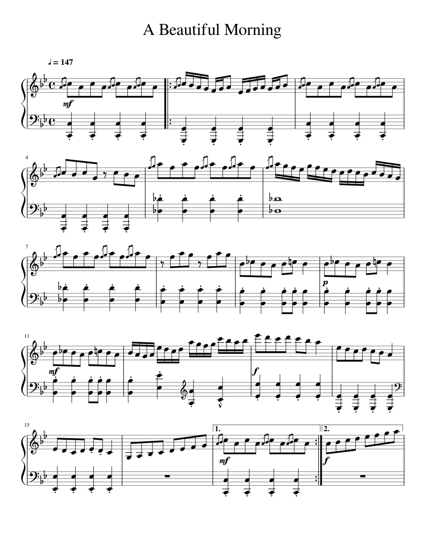 A Beautiful Morning Sheet music for Piano (Solo) | Musescore.com