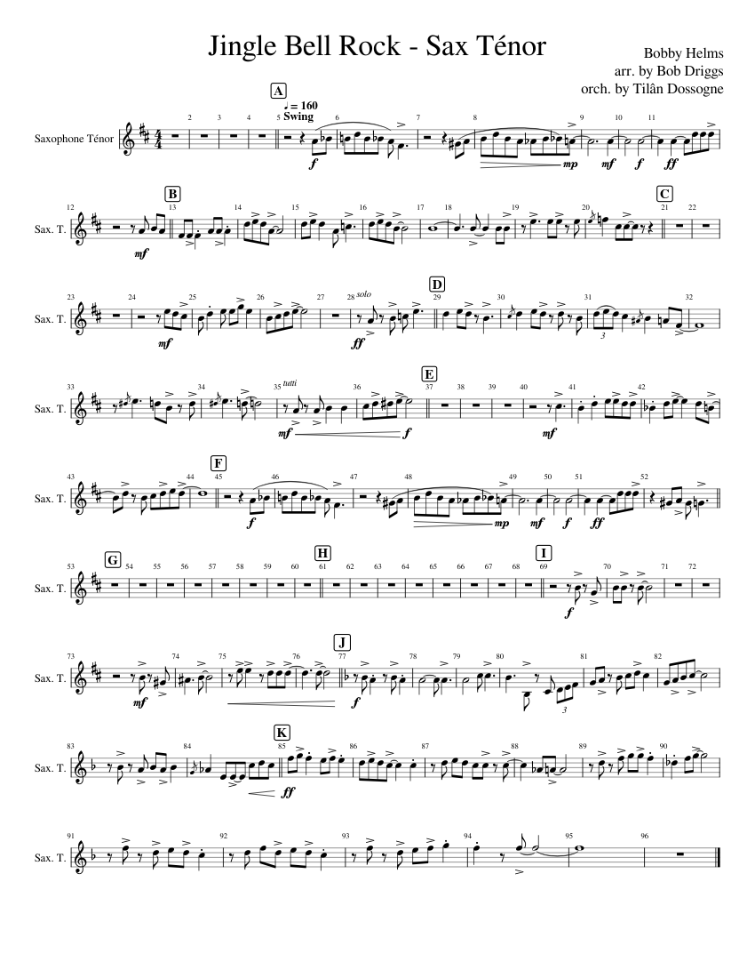 Jingle Bell Rock - Saxophone Ténor Sheet music for Saxophone tenor ...