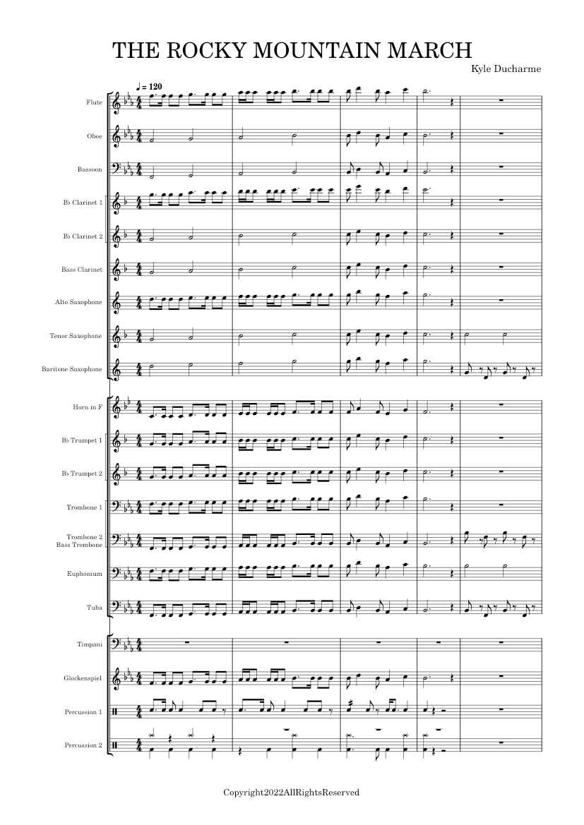 THE ROCKY MOUNTAIN MARCH Sheet Music for Trombone, Euphonium, Tuba ...