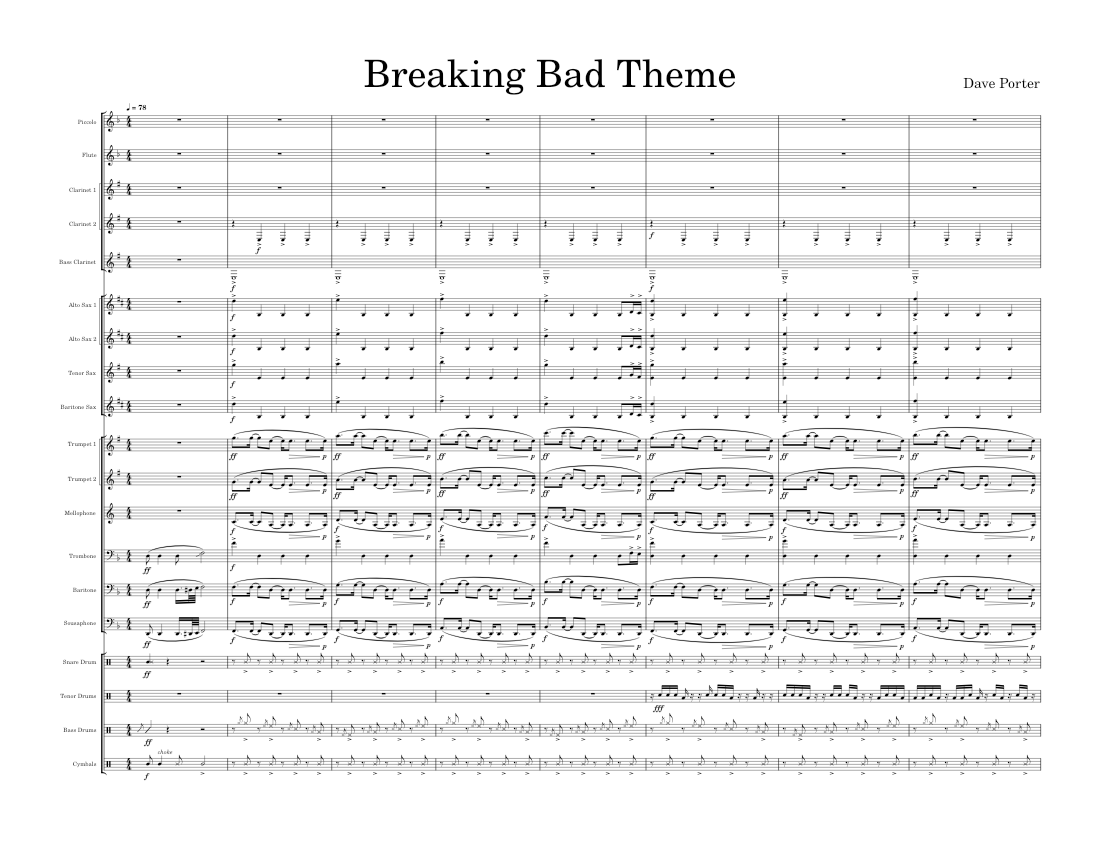 Breaking Bad Theme Sheet music for Trombone, Tuba, Flute, Oboe & more ...