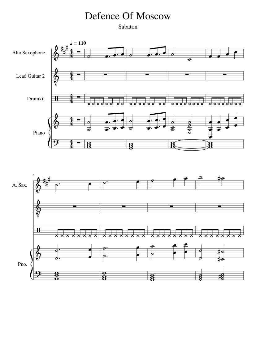 Defence of Moscow – Sabaton Defence Of Moscow-SABATON Sheet music for ...