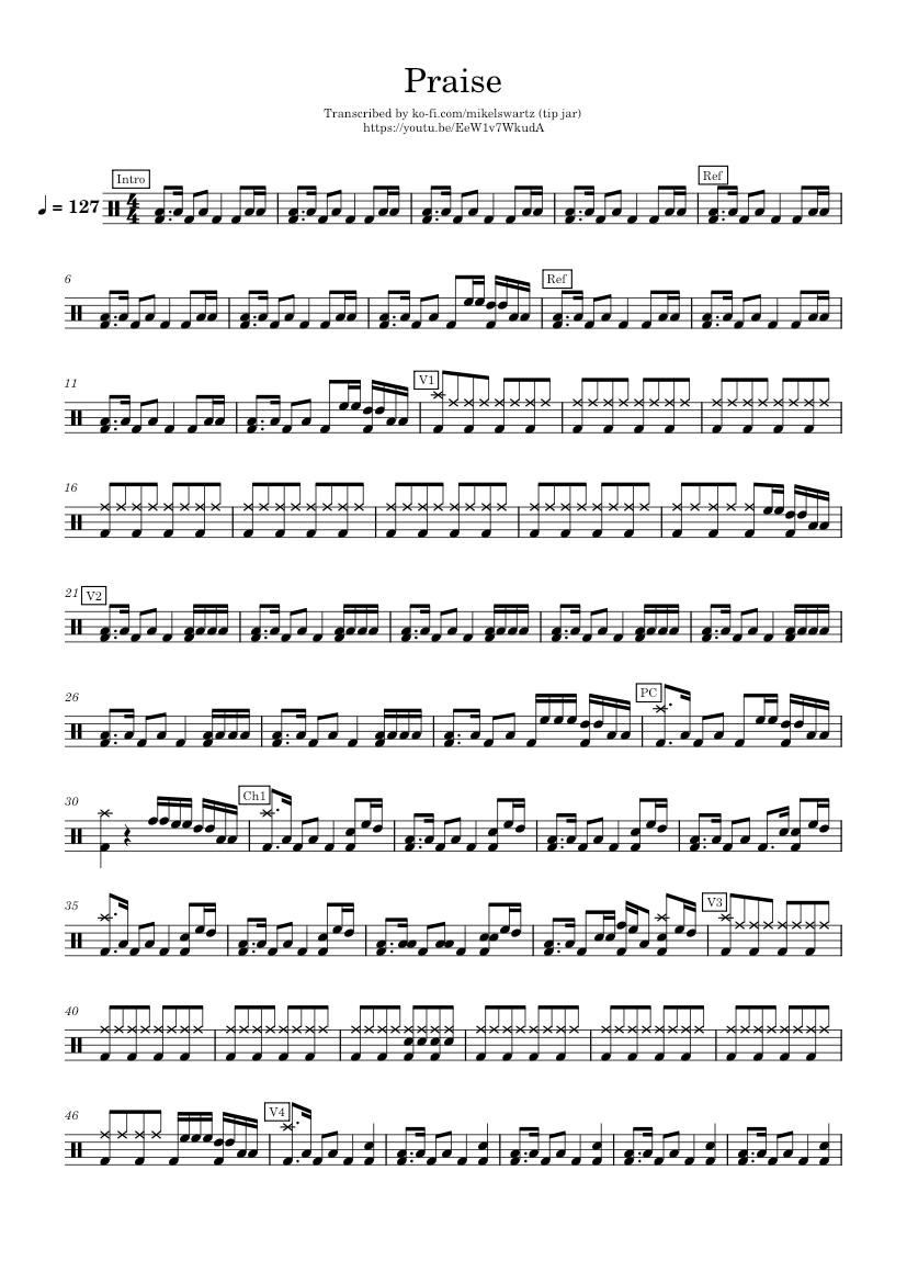 Praise – Elevation Worship Sheet Music for Drum group (Solo ...