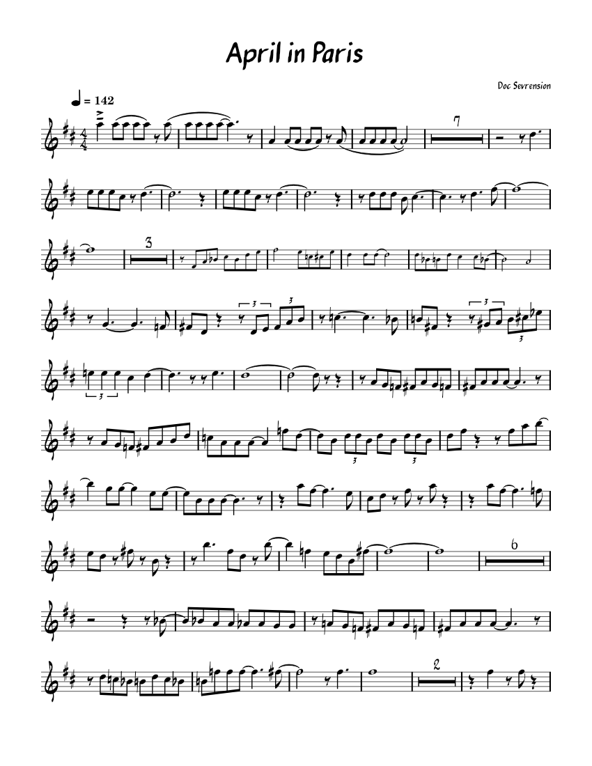 April In Paris – Count Basie April in Paris Sheet music for Trumpet ...