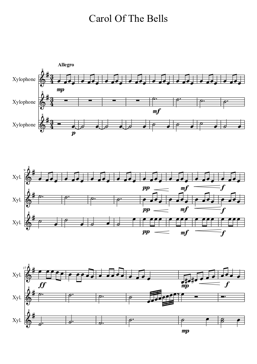 Easy Xylophone Sheet Music
