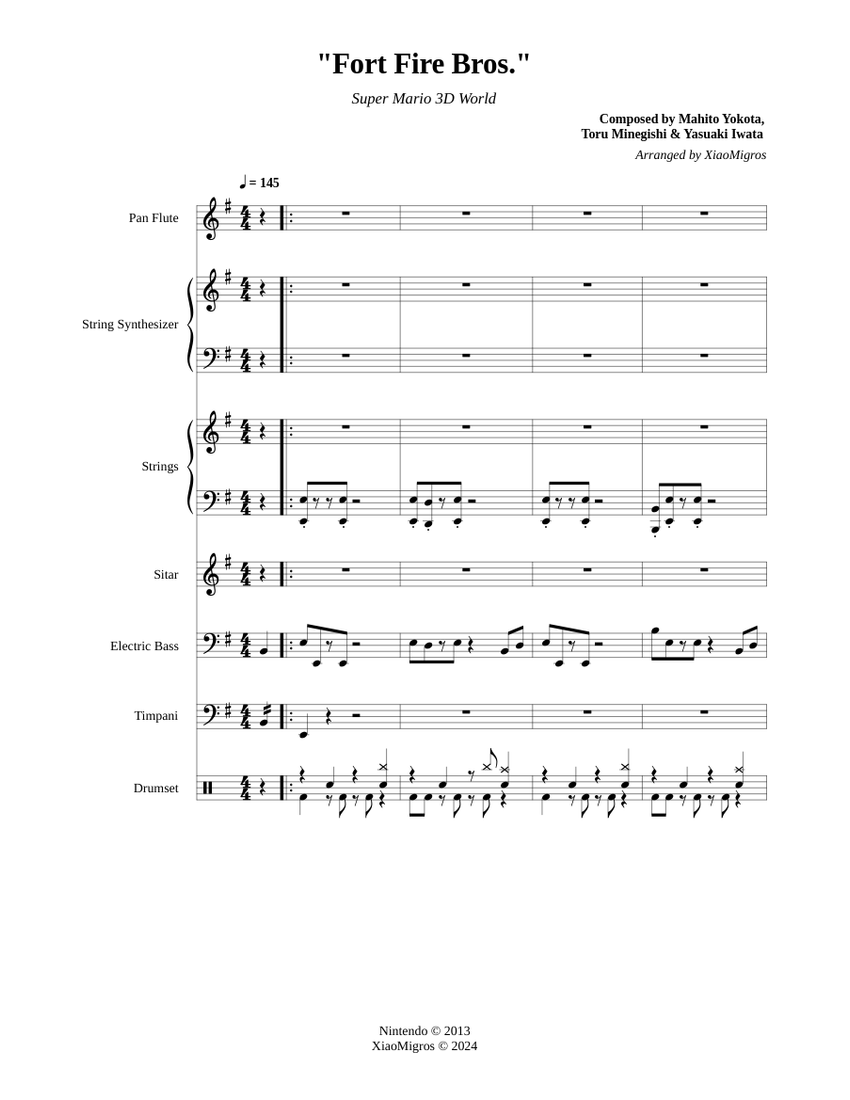 Fort Fire Bros. / Lava Rock Lair - Super Mario 3D World Sheet music for ...