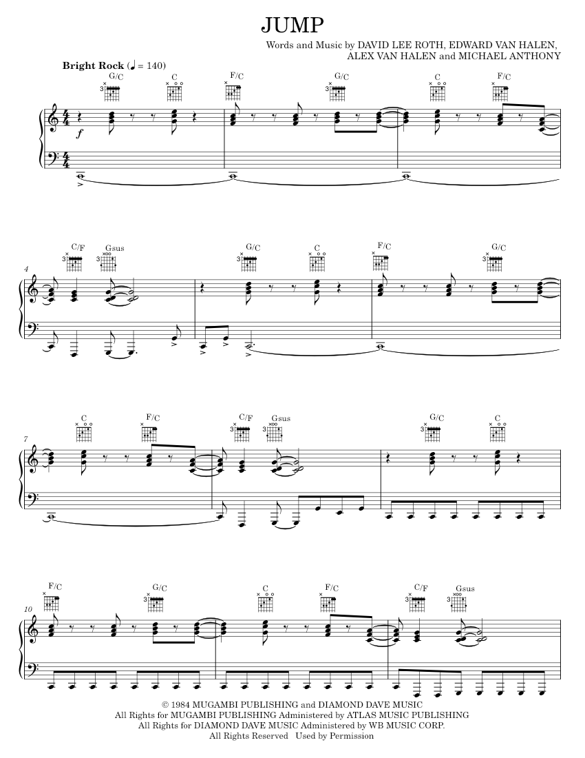 Jump Sheet music for Piano, Vocals by Glee Cast Official | MuseScore.com