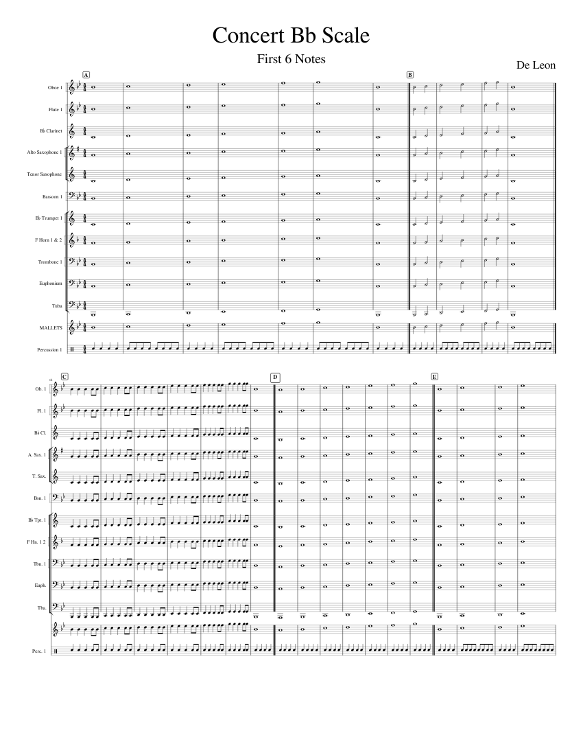 Concert Bb Scale Sheet music for Trombone, Euphonium, Tuba, Flute ...