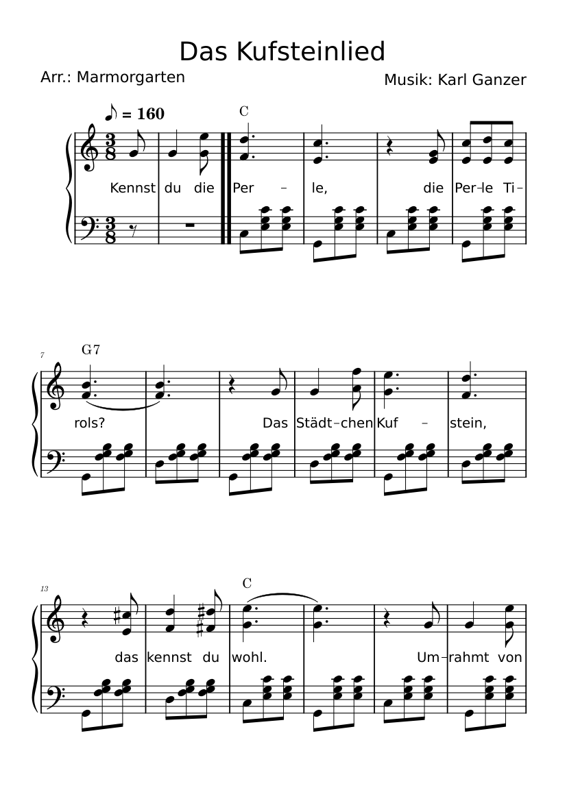 Kufsteinlied – Karl Ganzer Karl Ganzer - Das Kufsteinlied (Akkordeon) Sheet music for Accordion ...