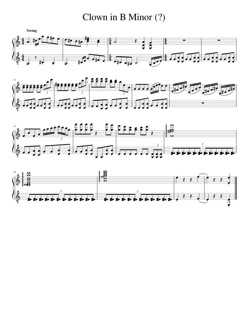 Clown in B Minor Sheet music for Piano (Solo) | Download and print in ...