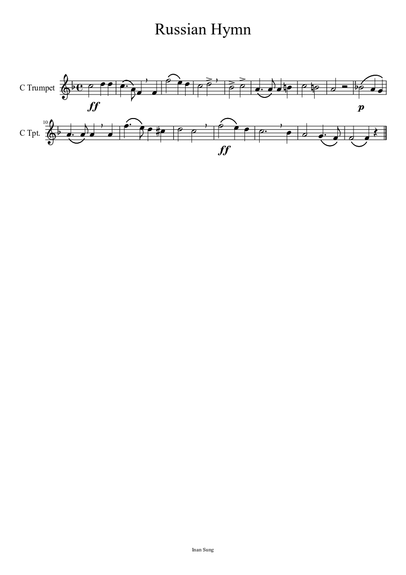 Russian Hymn Sheet music for Trumpet other (Solo) | Musescore.com
