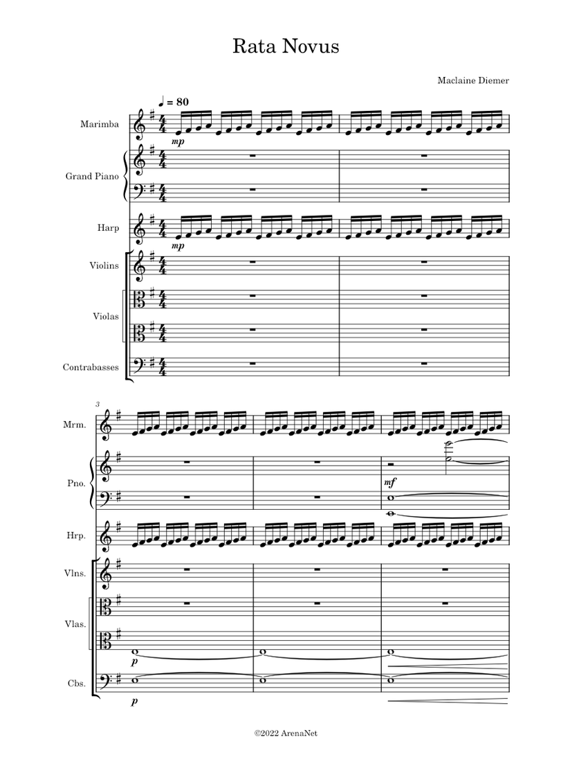Rata Novus – Maclaine Diemer Sheet music for Piano, Marimba, Harp ...