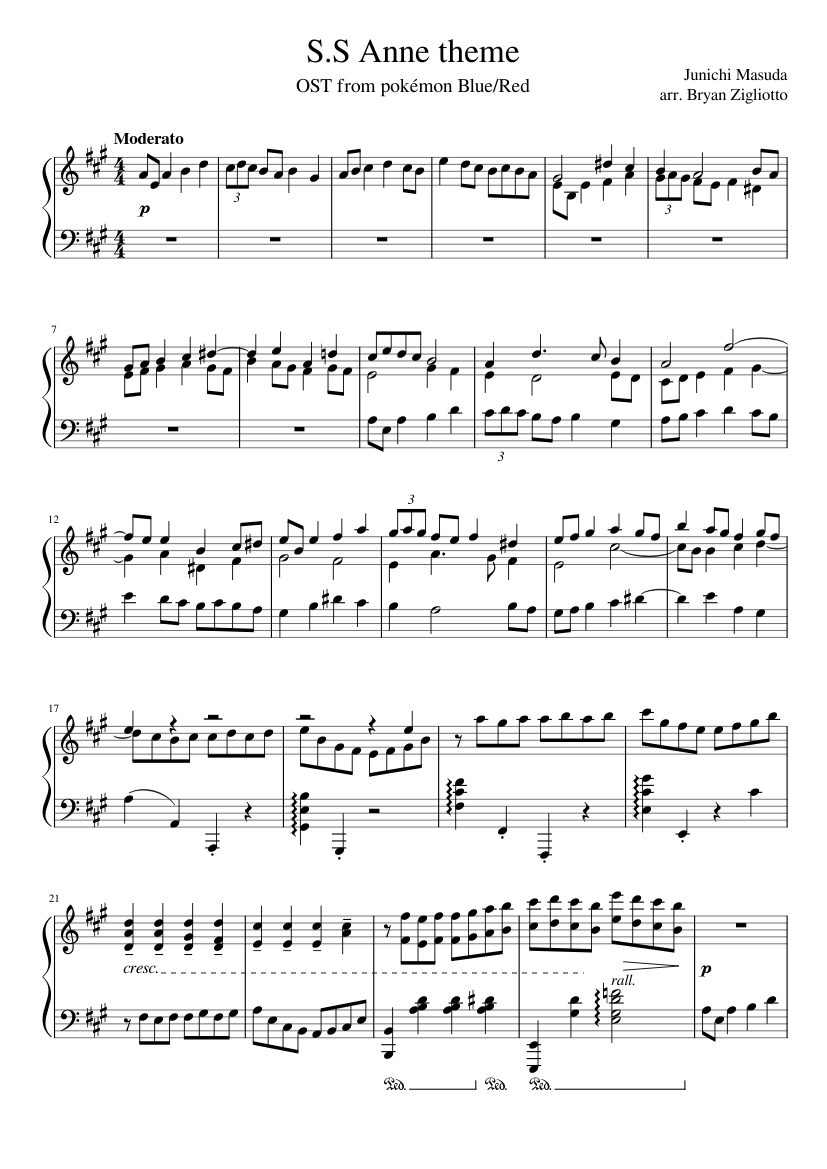 Ss anne pokemon – Junichi Masuda Pokémon Blue/Red Sheet music for Piano ...