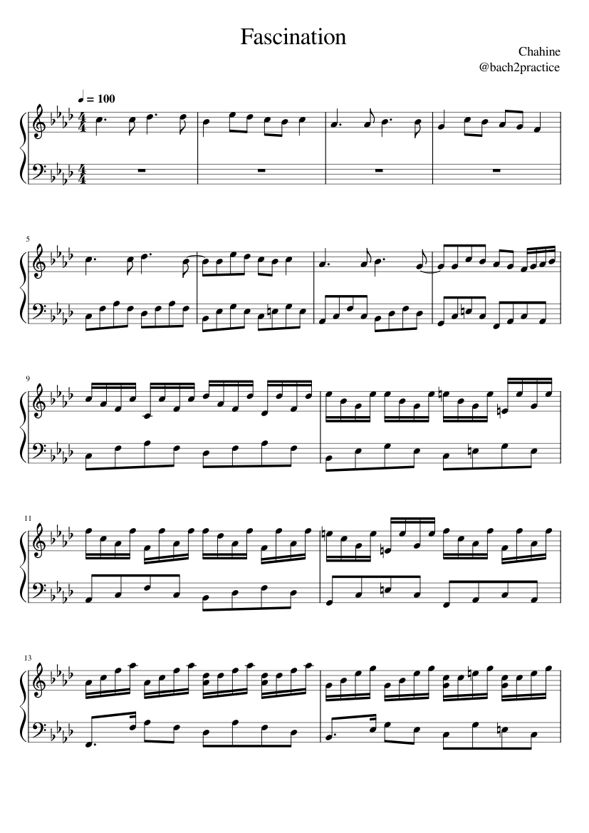 Fascination - original composition for piano Sheet music for Piano ...