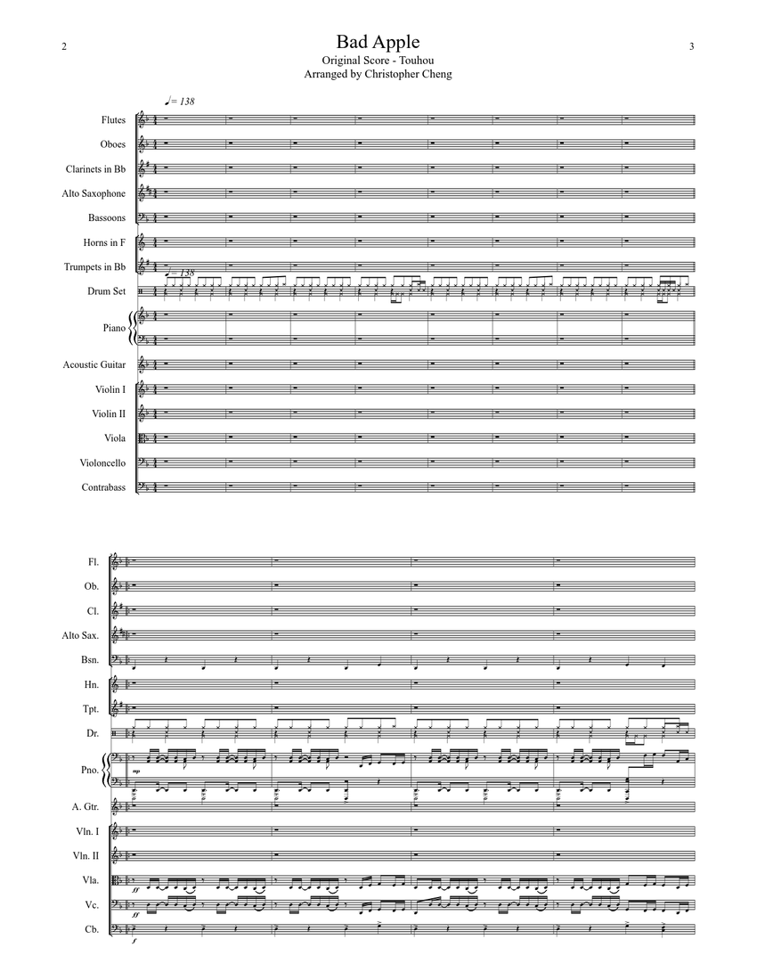 Bad Apple Sheet music for Piano, Viola, Woodwinds (other) (Mixed Trio ...