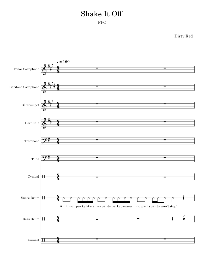 Shake It Off Sheet music for Trombone, Tuba, Saxophone tenor, Saxophone ...
