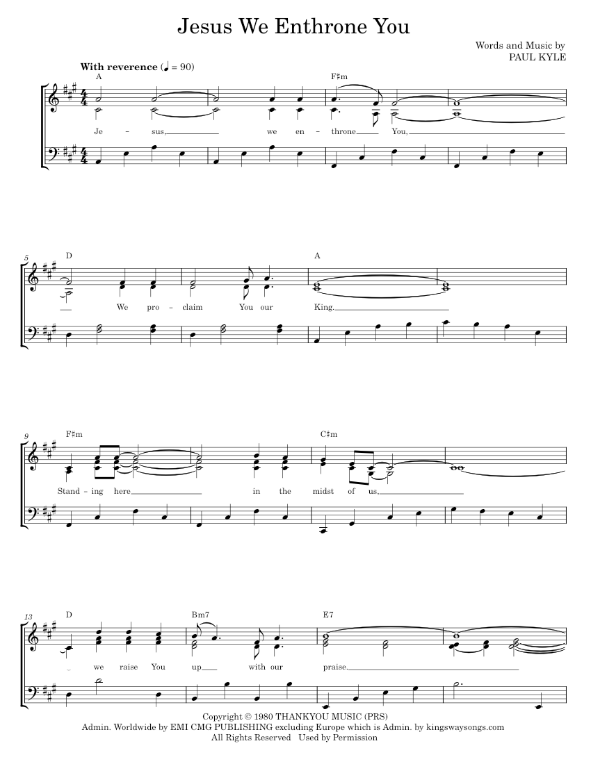 Play Official version of Jesus We Enthrone You Sheet Music by Paul Kyle for Piano | MuseScore.com