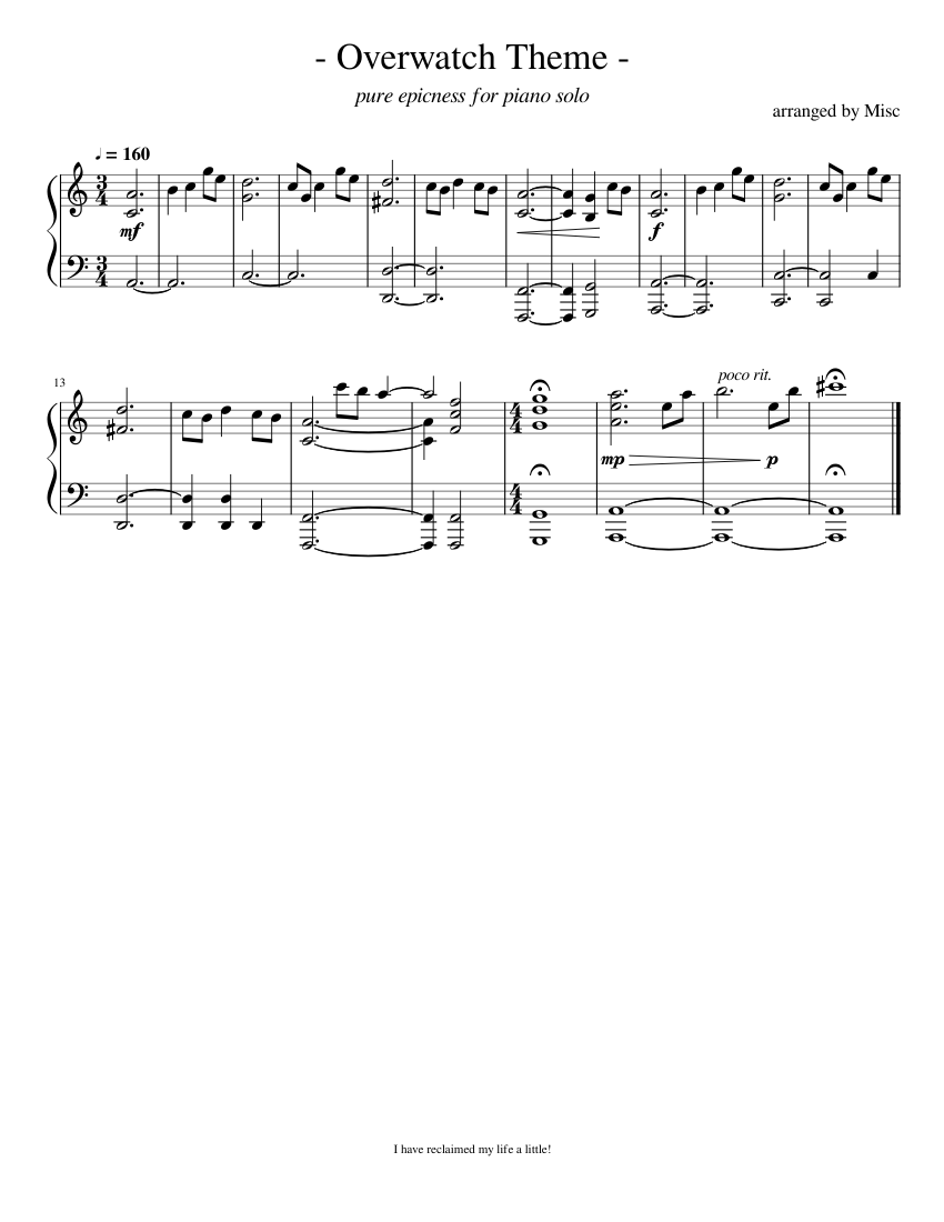 The Overwatch Theme, and an Announcement Sheet music for Piano (Solo) Easy | Musescore.com