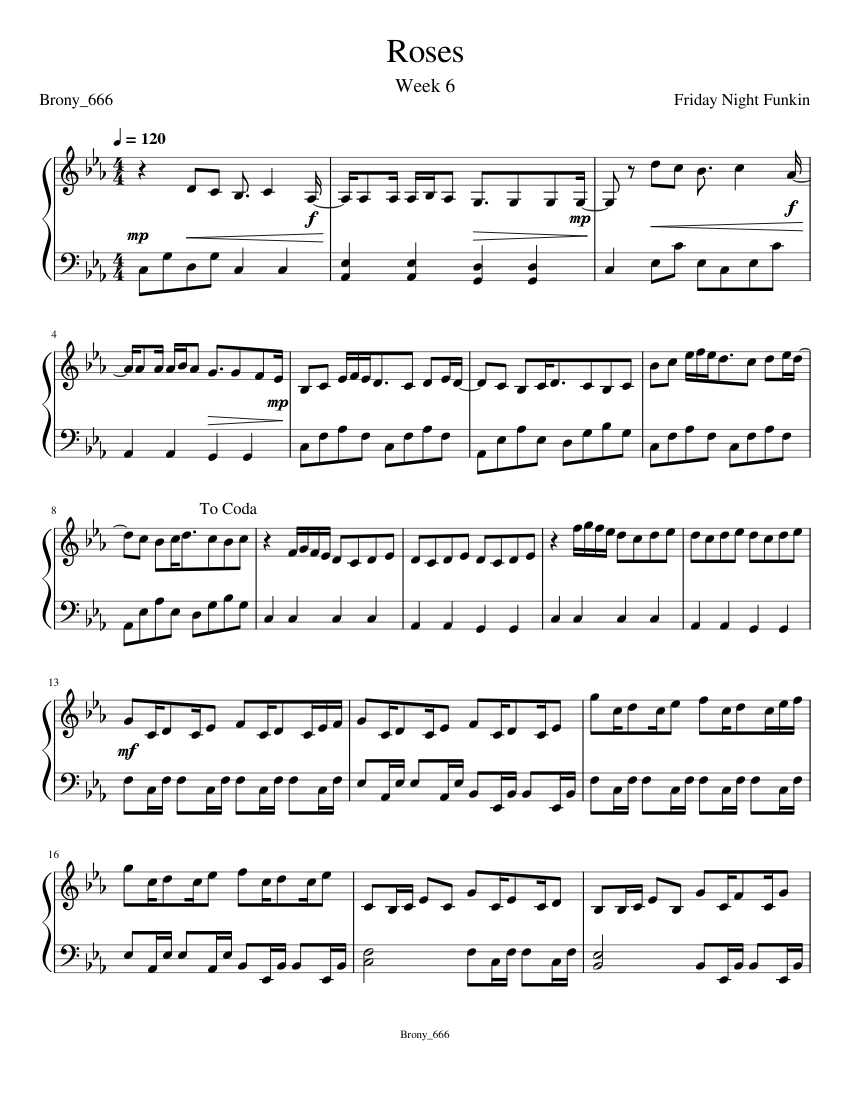 Roses - Friday Night Funkin' Sheet music for Piano (Solo) | Musescore.com
