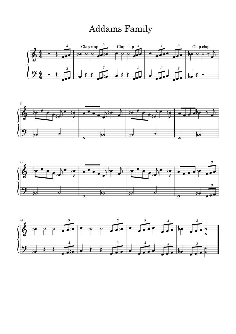 The Addams Family theme Sheet music for Piano (Solo) Easy | Musescore.com