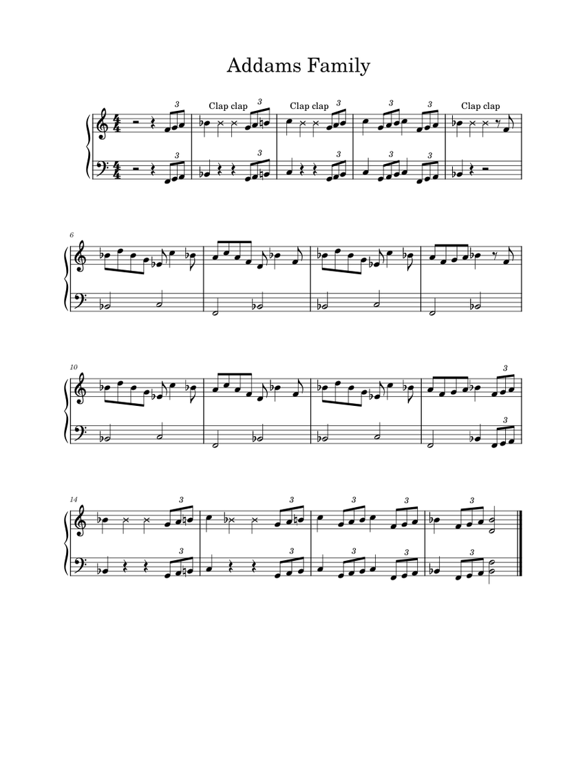 The Addams Family theme Sheet music for Piano (Solo) | Musescore.com