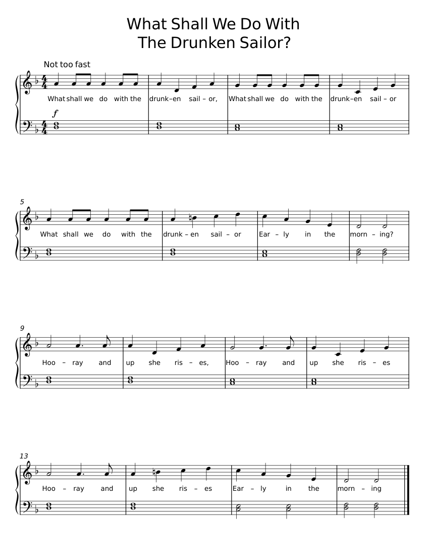 What Shall We Do With The Drunken Sailor Sheet music for Piano (Piano ...