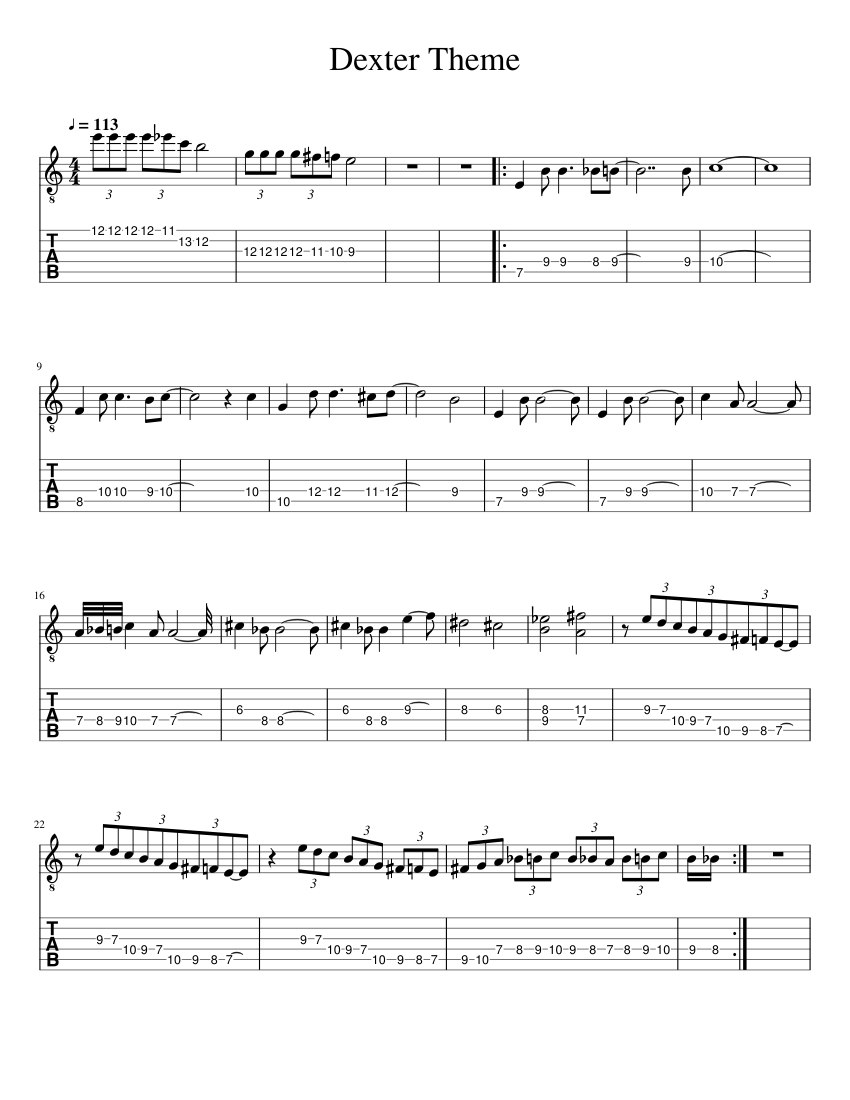 Dexter Theme Sheet music for Guitar (Solo) | Musescore.com