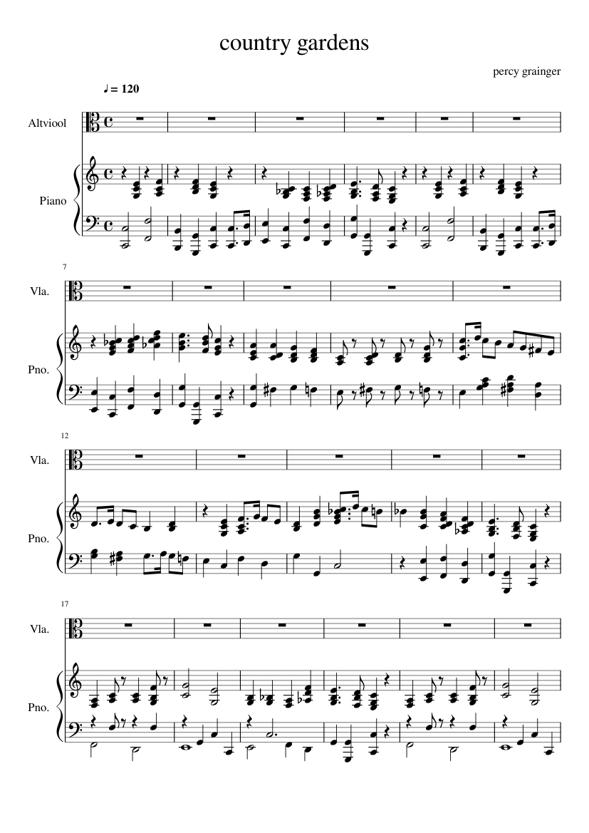 country gardens Sheet music for Piano, Viola (Solo) | Musescore.com