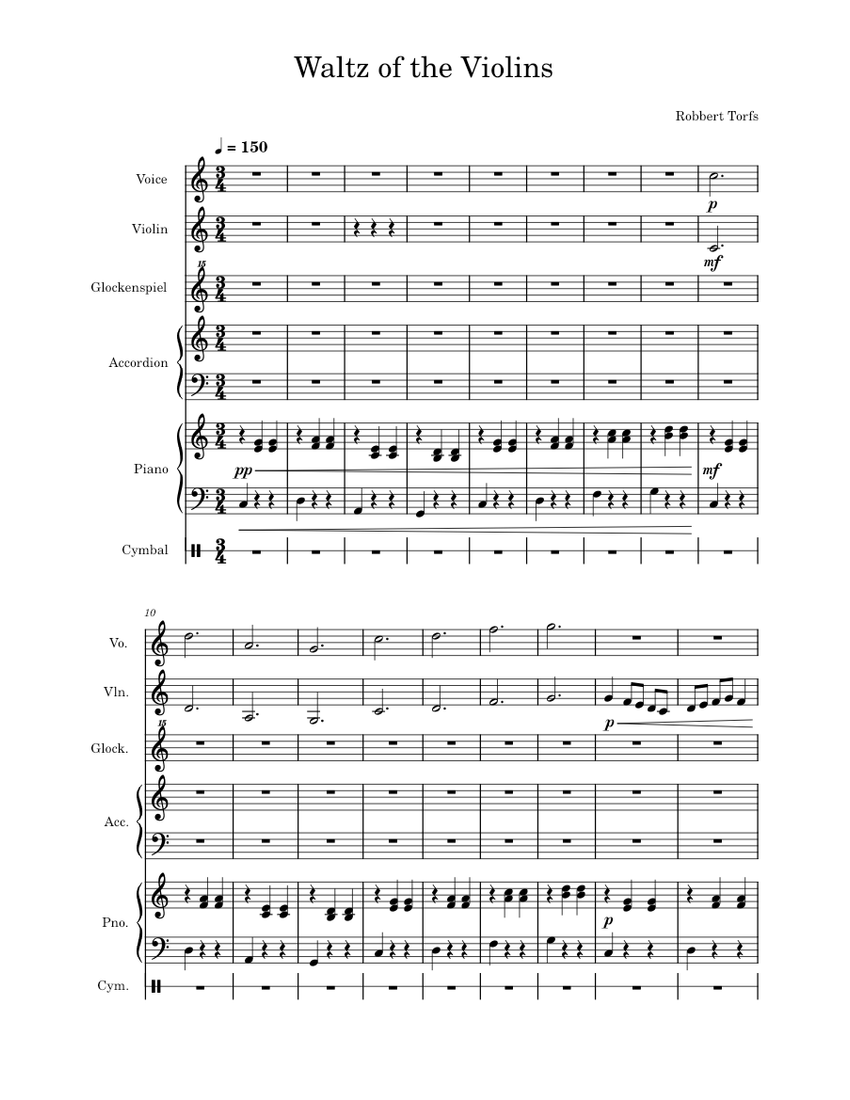 ORIGINAL Waltz of the Violins Sheet music for Piano, Accordion, Vocals ...