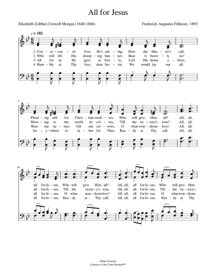 All for jesus (morgan) - Frederick A. Fillmore Sheet music for Piano ...
