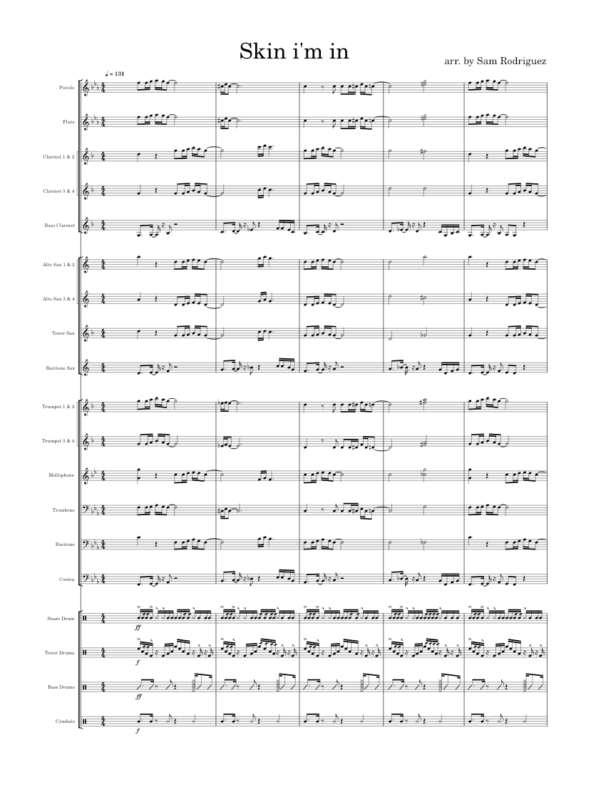 Skin Im In Sheet Music for Trombone, Tuba, Flute, Oboe & more ...