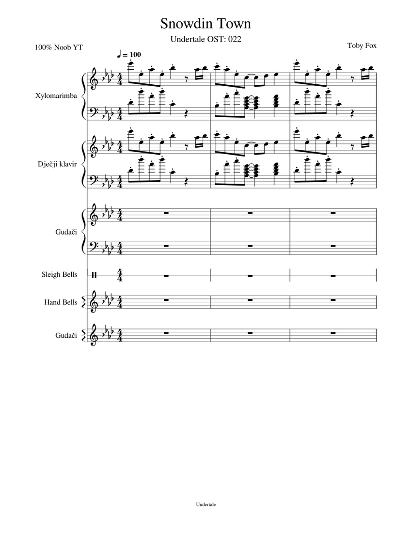 Snowdin Town Sheet music for Piano, Vibraphone, Strings group ...