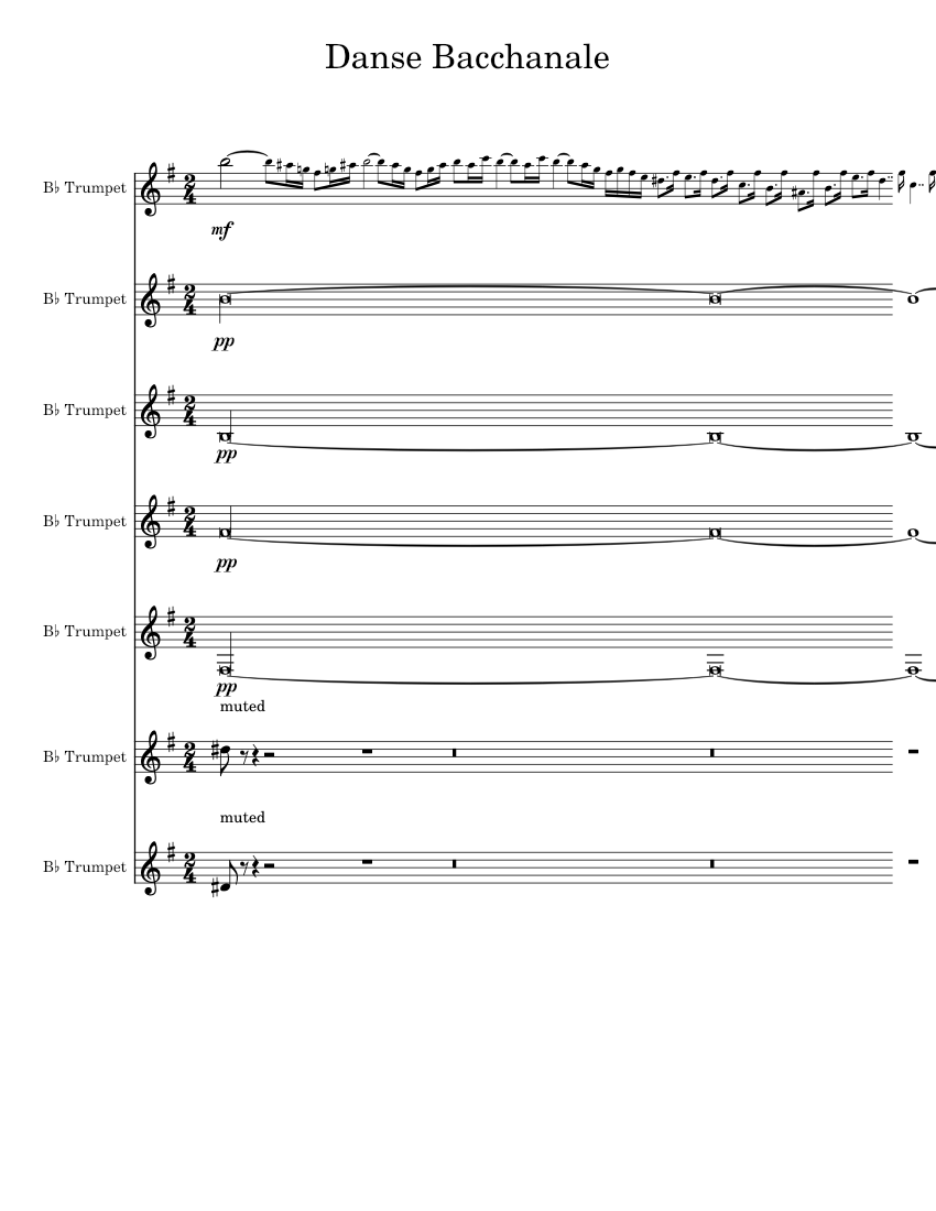 Danse Bacchanale Sheet Music for Trumpet in b-flat (Brass Ensemble) | MuseScore.com