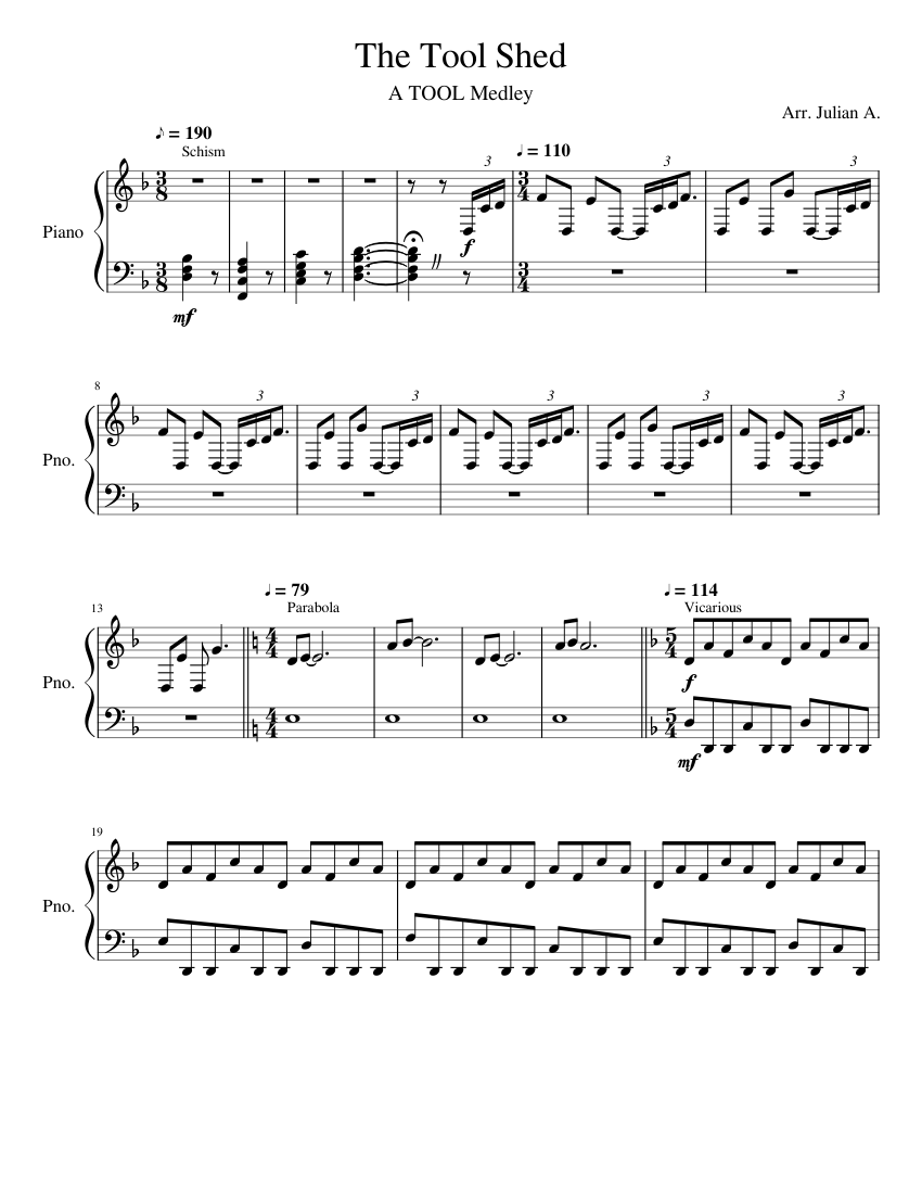 The Tool Shed (a Tool medley) Sheet music for Piano (Solo) | Musescore.com