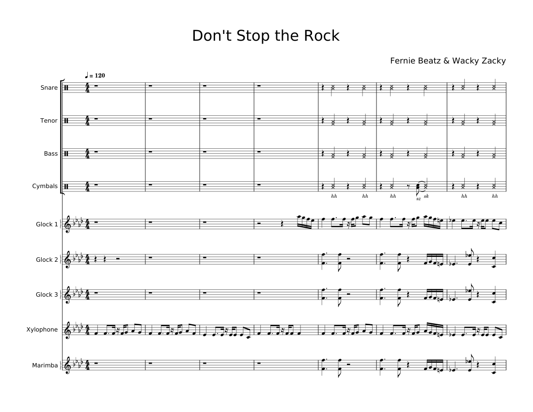 Don't Stop The Rock - Freestyle Sheet music for Glockenspiel, Tenor ...