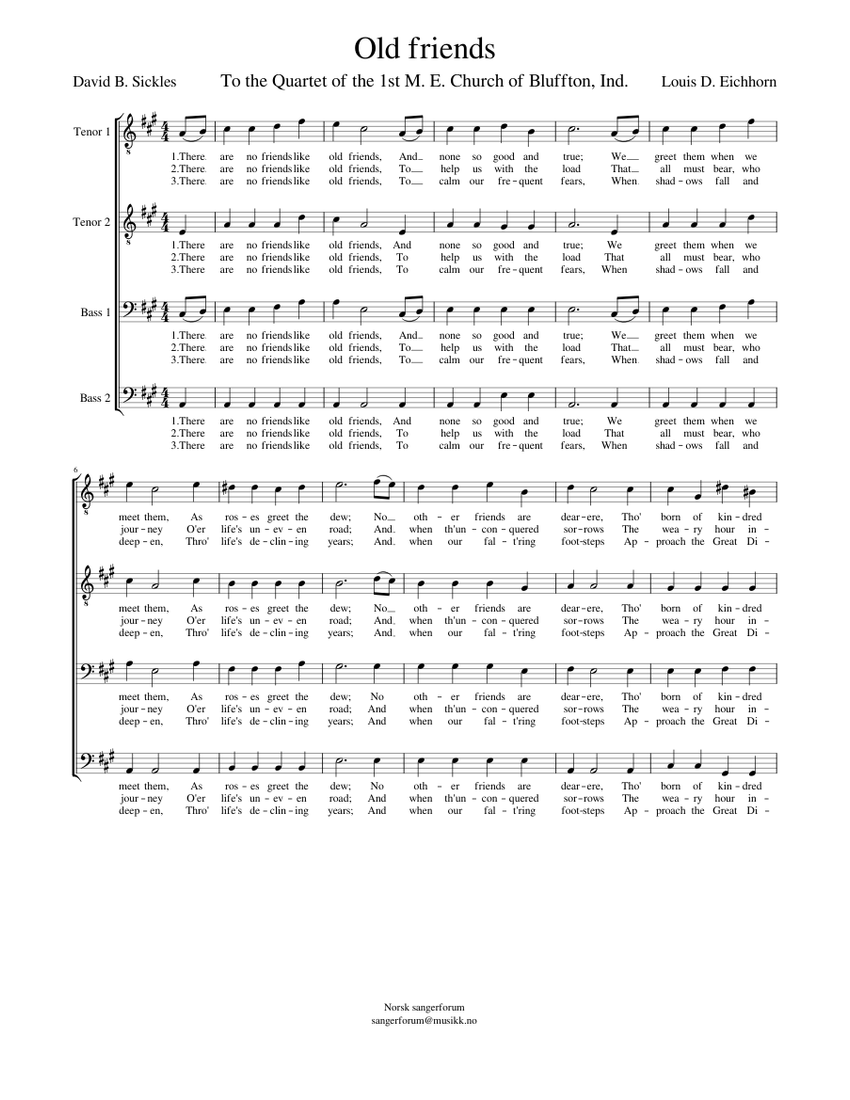 Old friends – Louis D. Eichhorn Sheet music for Tenor, Bass voice ...