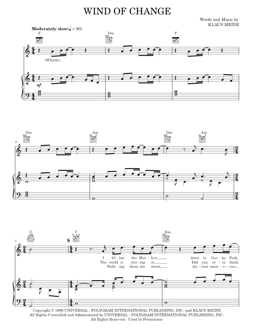 Play Official version of Wind of change Sheet Music by Scorpions for Piano, Vocals | MuseScore.com