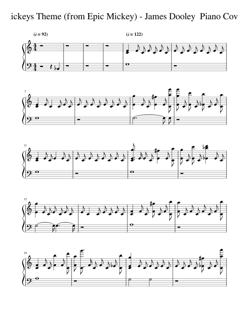 Epic Mickey theme Sheet music for Piano (Solo) | Musescore.com