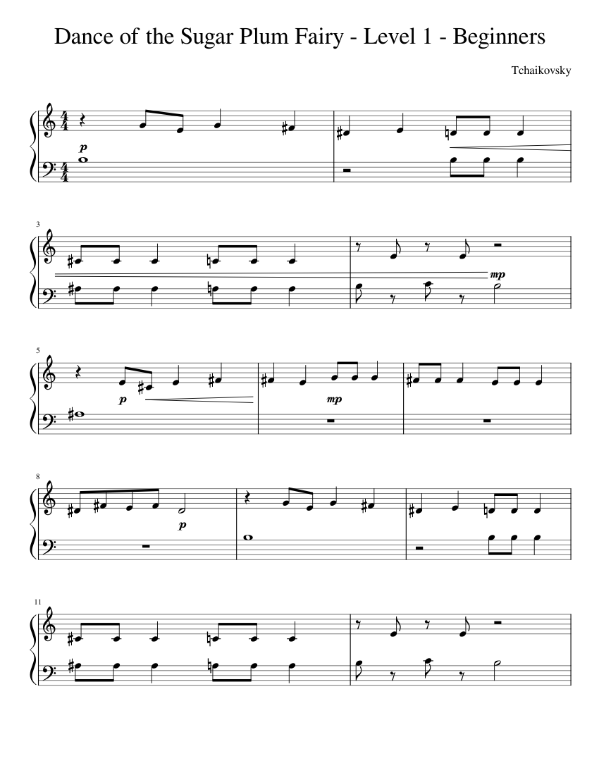 Dance of the Sugar Plum Fairy - Level 1 - Beginners Sheet music for ...