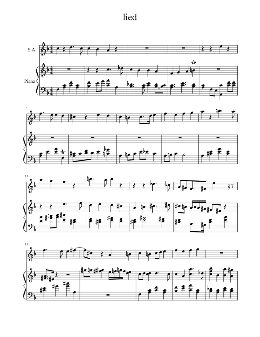 lied Sheet music for Piano (Solo) | Musescore.com