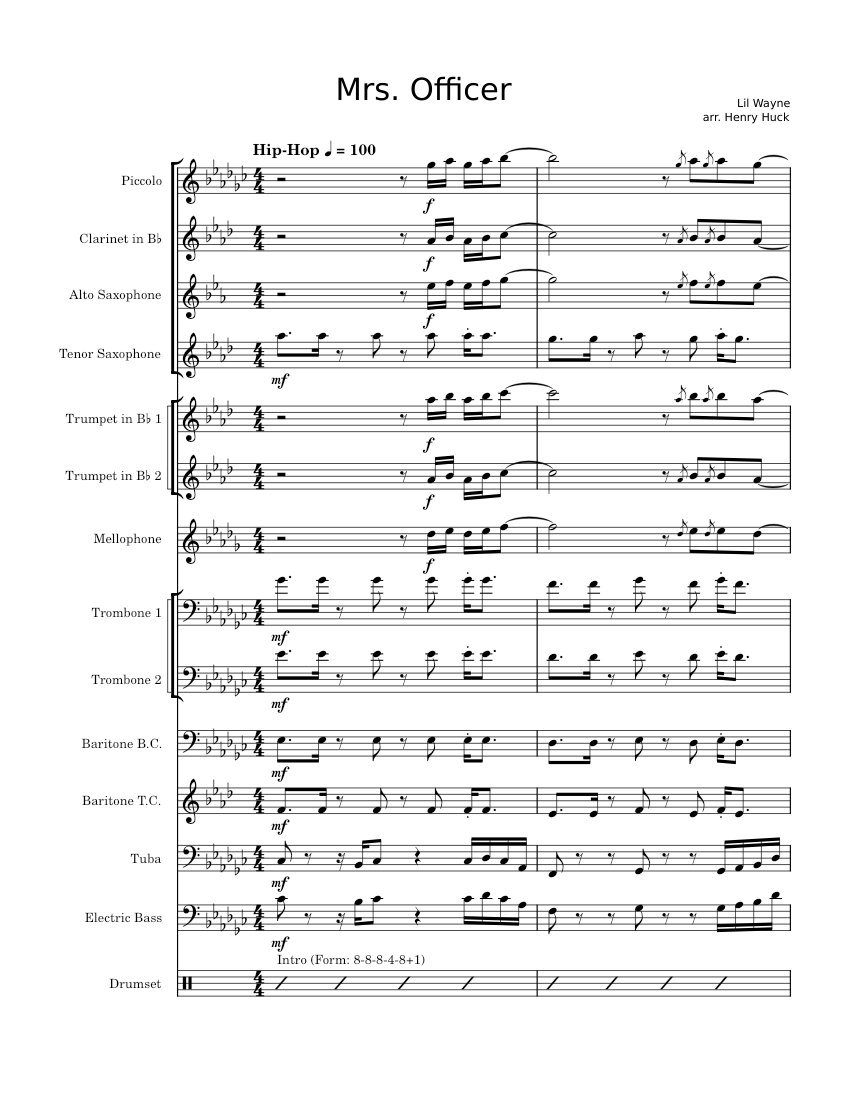 Mrs. officer – Lil Wayne Sheet music for Trombone, Tuba, Oboe ...