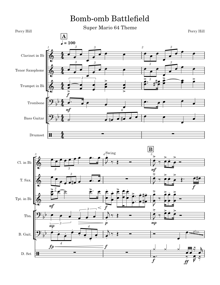 Bomb-Omb Battlefield – Koji Kondo , Perry Hill Sheet music for Trombone ...
