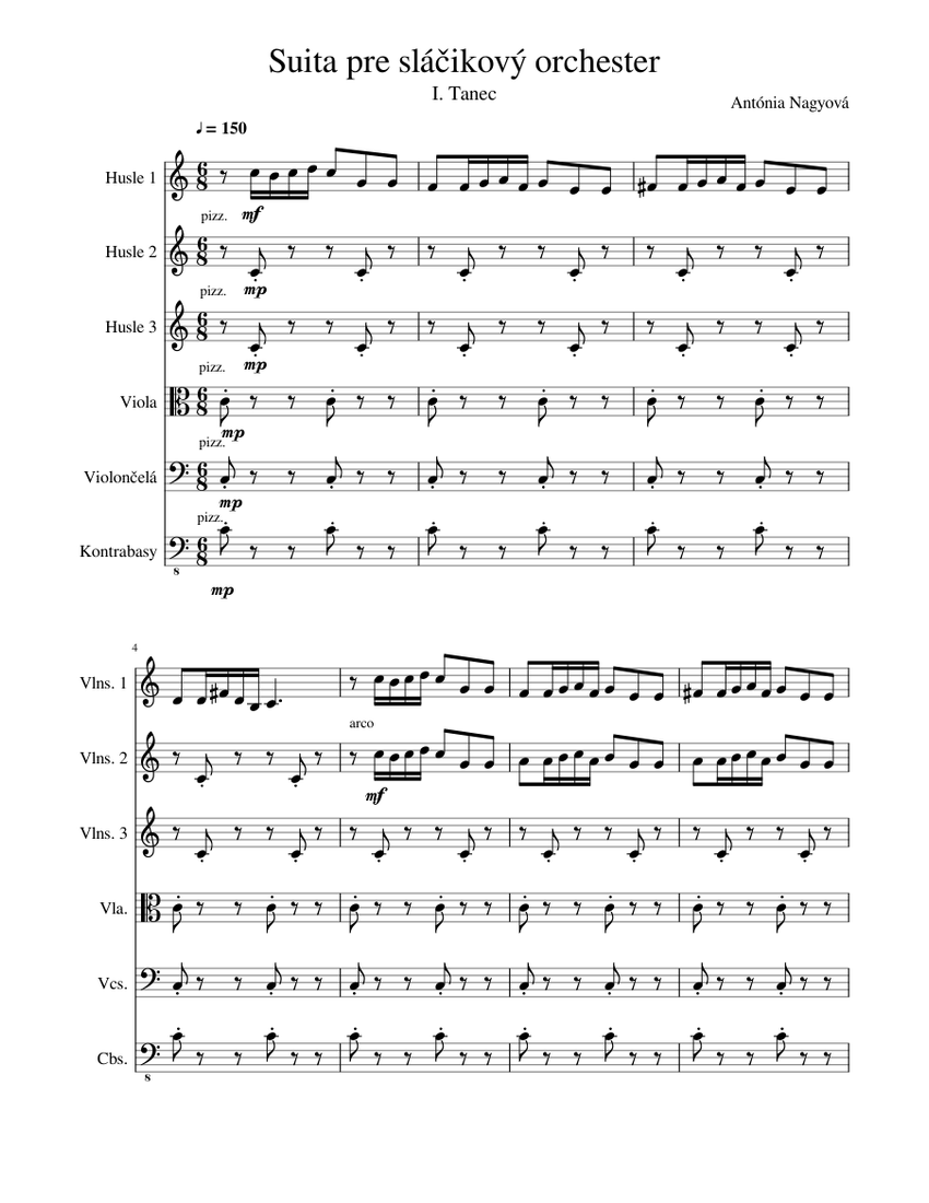 Suita pre sláčikový orchester Sheet music for Viola, Strings group ...