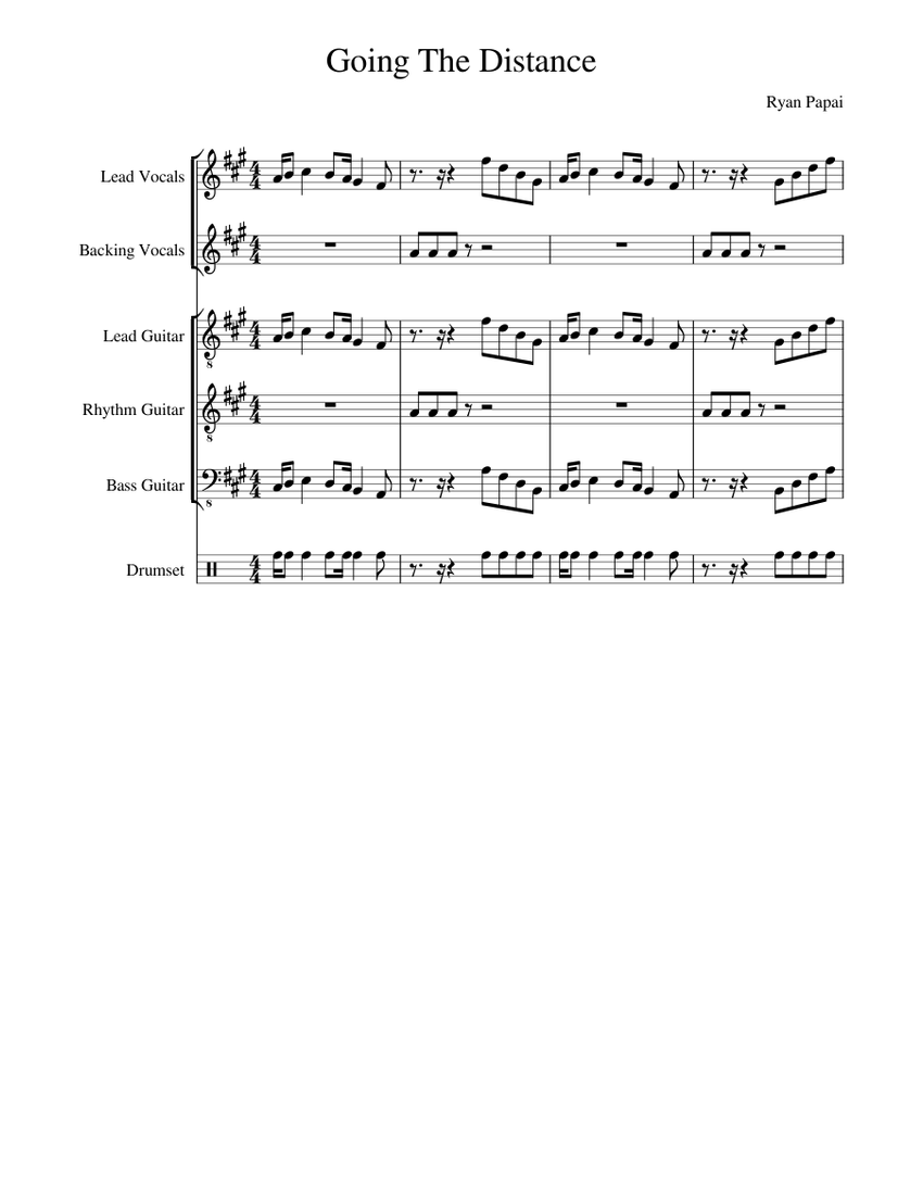 Going The Distance Sheet music for Drum Group, Vocals, Guitar, Bass ...