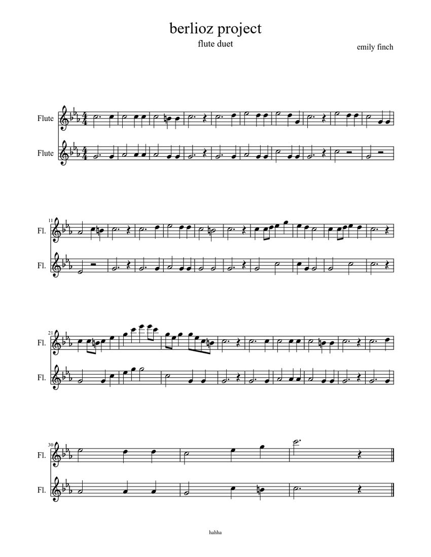 Berlioz Project - B3 Sheet music for Flute (Woodwind Duet) | Download ...