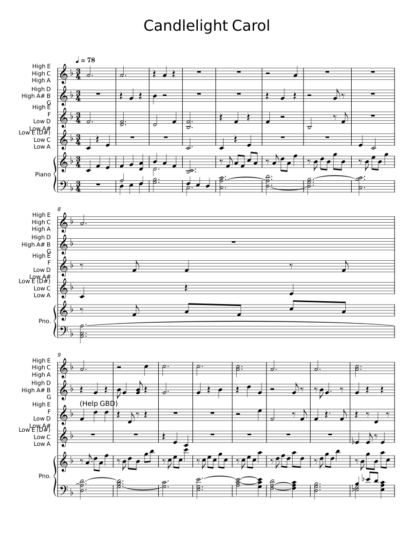 Candlelight Carol Sheet music for Piano, Flute, Oboe, Bassoon (Mixed ...