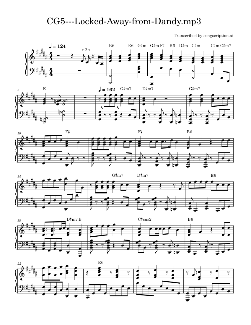 Locked Away – CG5 dandy's world roblox Sheet Music with Chords for ...