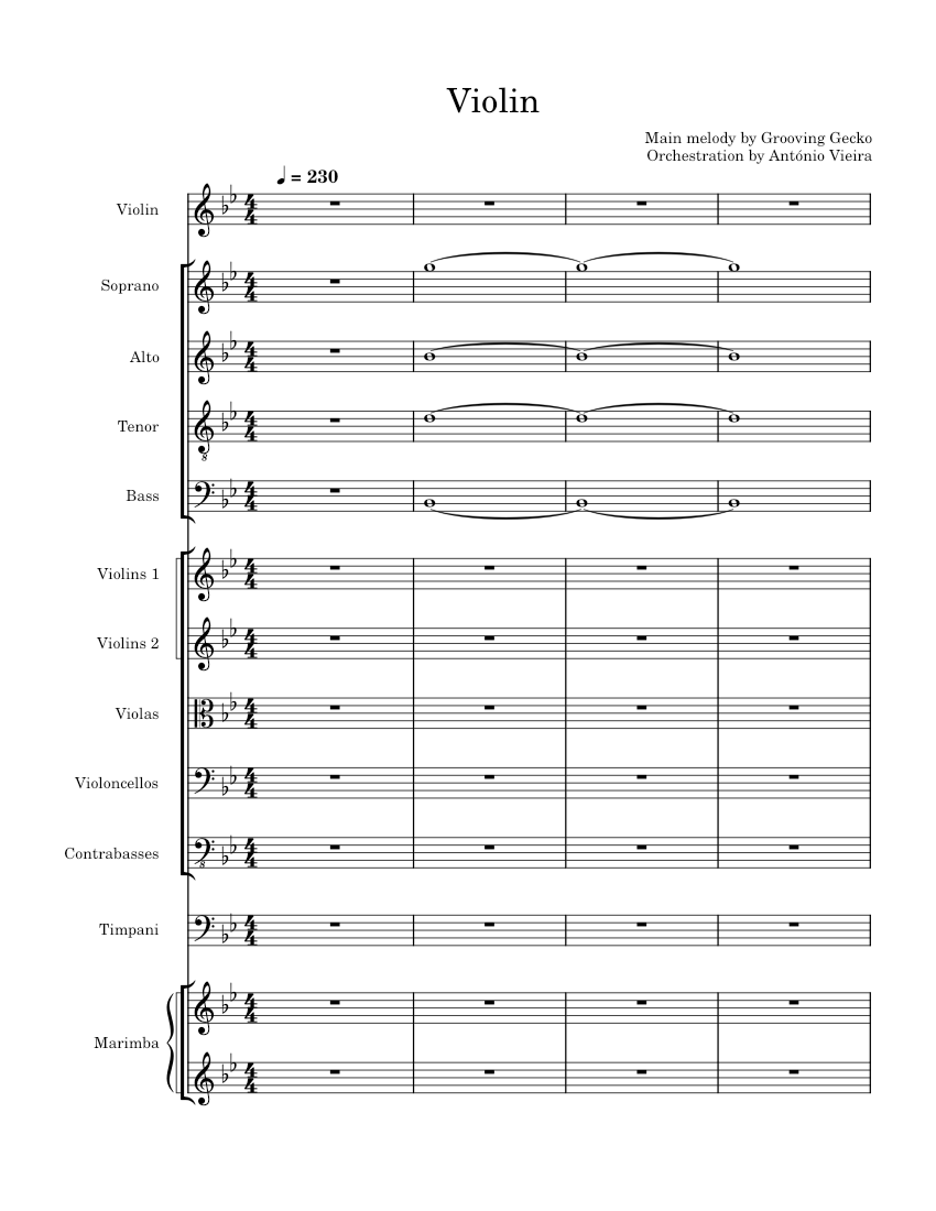 Violin – Grooving Gecko Violin Sheet music for Timpani, Violin, Bass ...