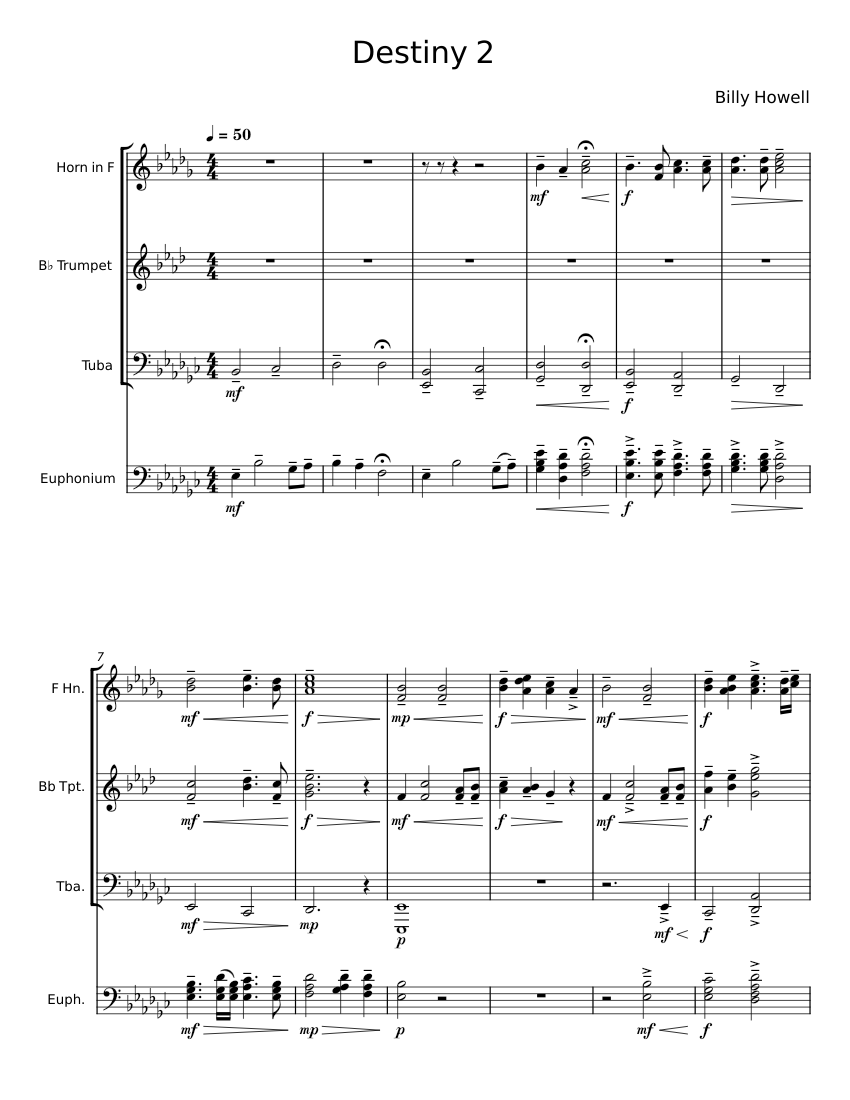 Destiny 2 Sheet music for Tuba, French horn, Trumpet other (Mixed ...
