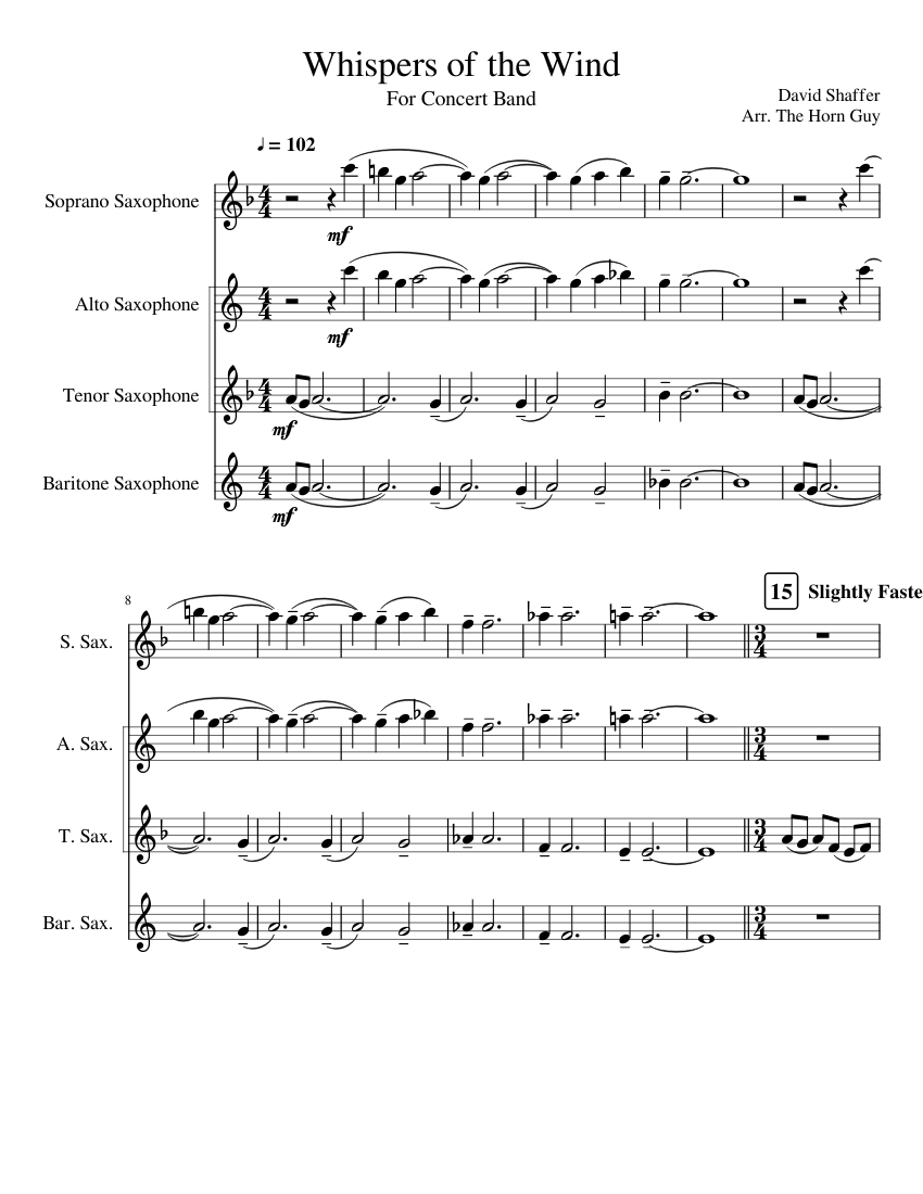 Whispers of the Wind Sheet music for Saxophone alto, Saxophone tenor ...